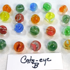 Group of Twenty Colorful Collectible Marbles-various Cat-eyes - Etsy