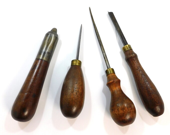 Antique Wood Tools Hole Punch-small Gouge and Others - Etsy