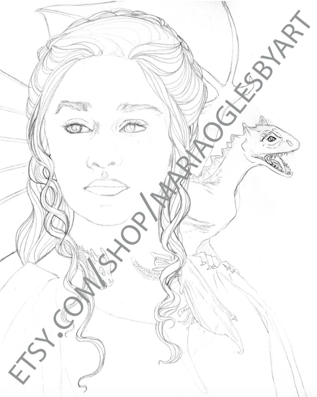 DIGITAL DOWNLOAD Game of Thrones Portraits, Daenerys Stormborn and Jon ...