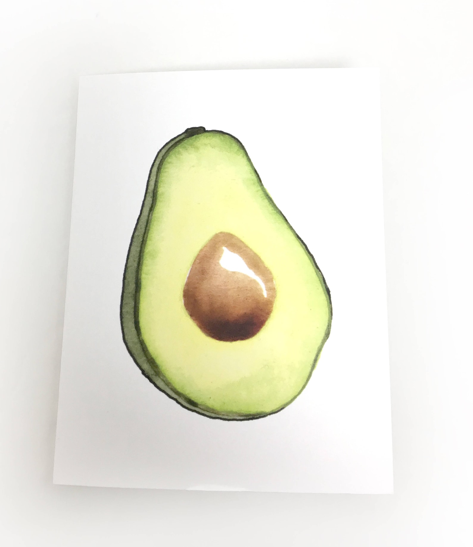 Avocado Note Cards, Watercolor Avocado Cards With Envelopes, Blank Note ...