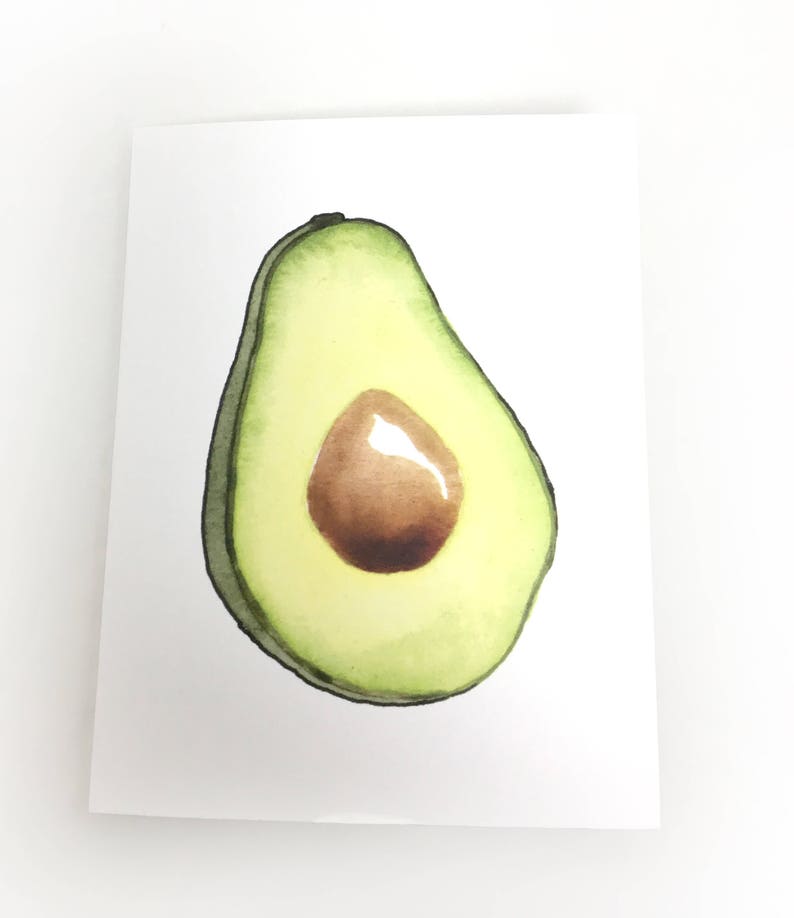 Avocado Note Cards Watercolor Avocado Cards With Envelopes - Etsy