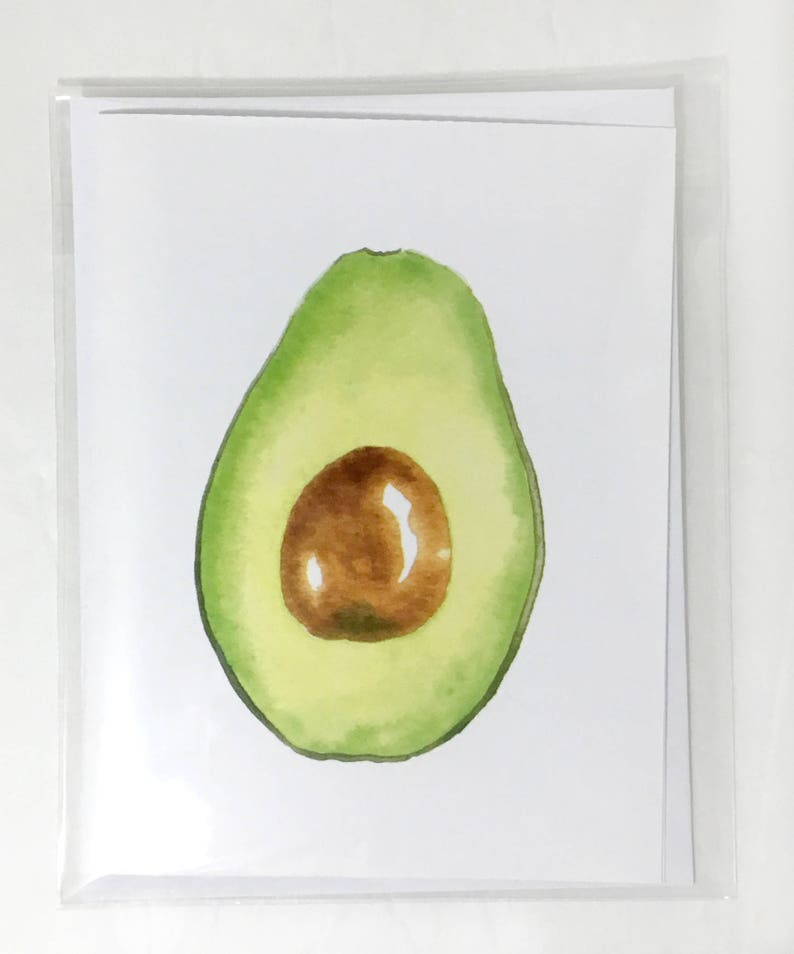 Avocado Note Cards Watercolor Avocado Stationery Blank Note - Etsy