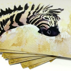 Painted Zebra Cards, Watercolor Zebra Stationery, Baby Zebra Postcards ...