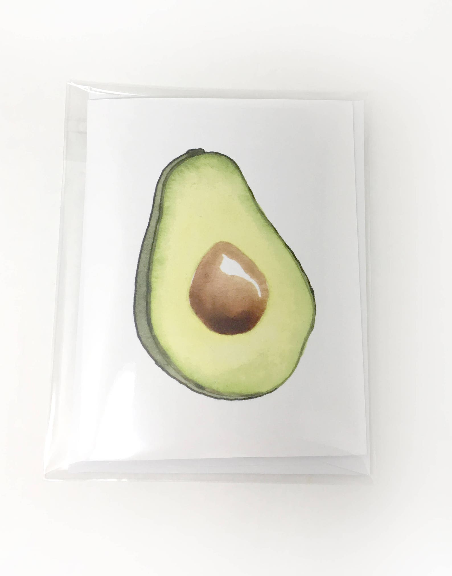 Avocado Note Cards, Watercolor Avocado Cards With Envelopes, Blank Note ...