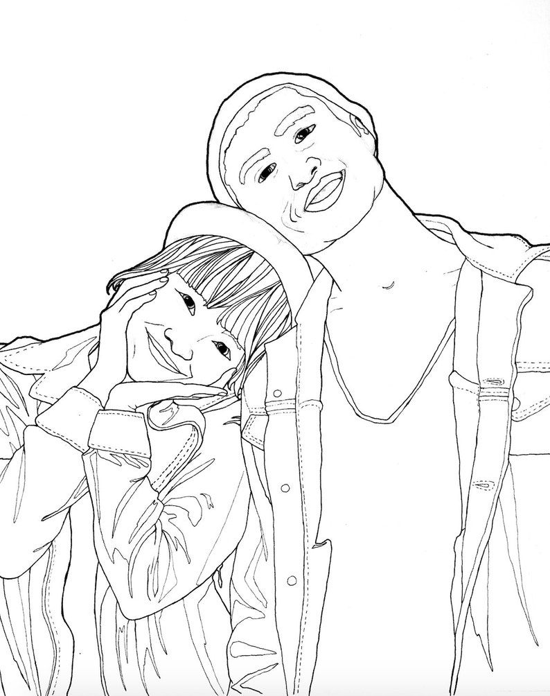 Custom Couples Portrait Drawing Engagement Gift Made to | Etsy