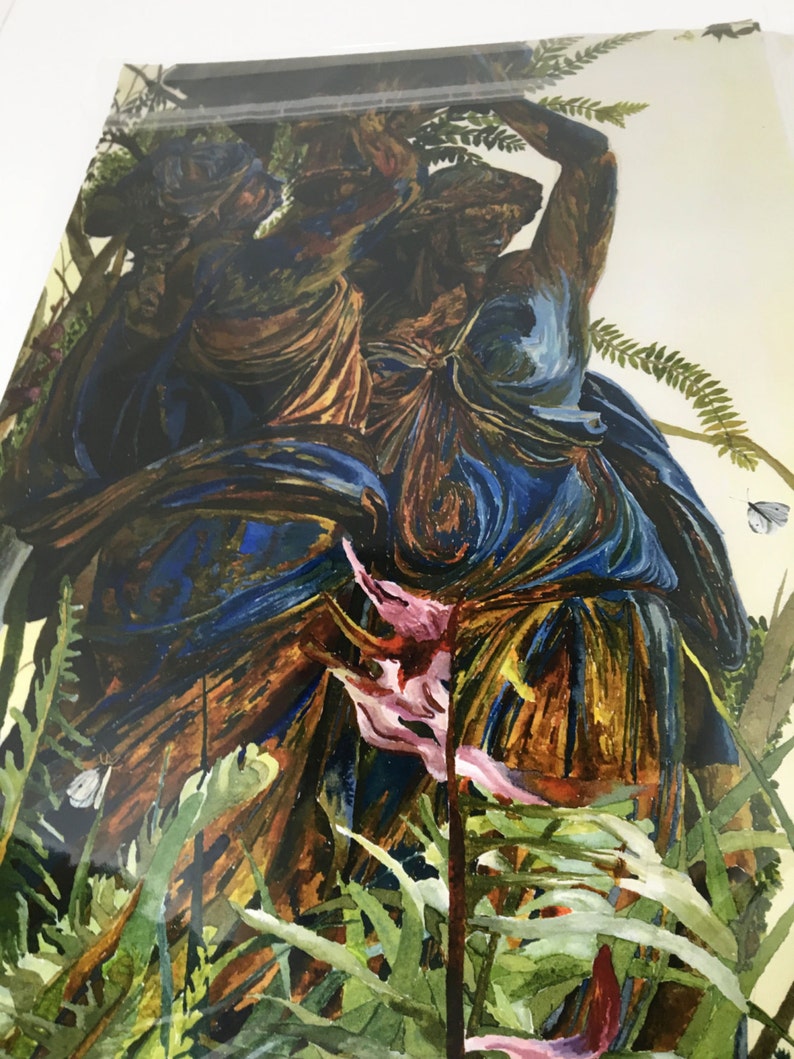 Statues in Nature Watercolor Still Life Art Print Art Nouveau - Etsy