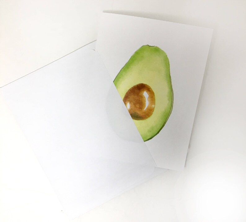 Avocado Note Cards Watercolor Avocado Stationery Blank Note - Etsy