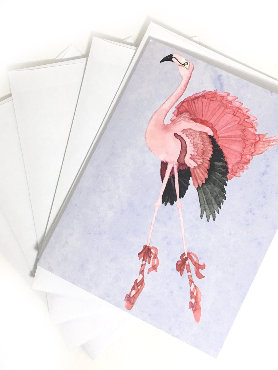 Ballerina Flamingo Note Cards Flamingo Watercolor Stationery - Etsy