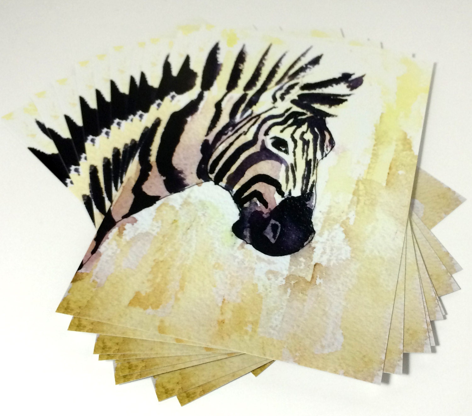 Painted Zebra Cards, Watercolor Zebra Stationery, Baby Zebra Postcards ...