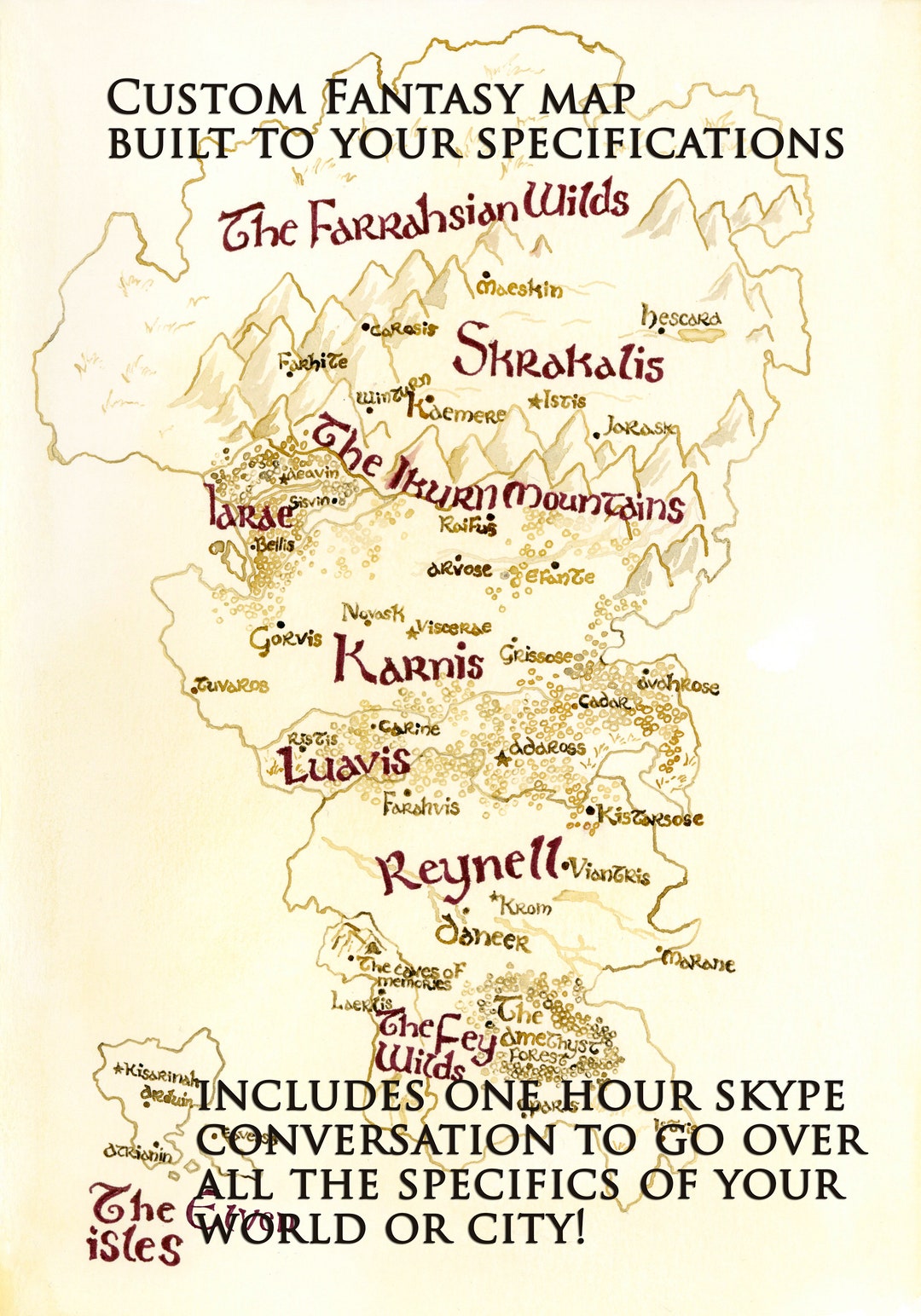 Custom Fantasy Map, Custom Illustrated Map, Dungeons and Dragons Map ...