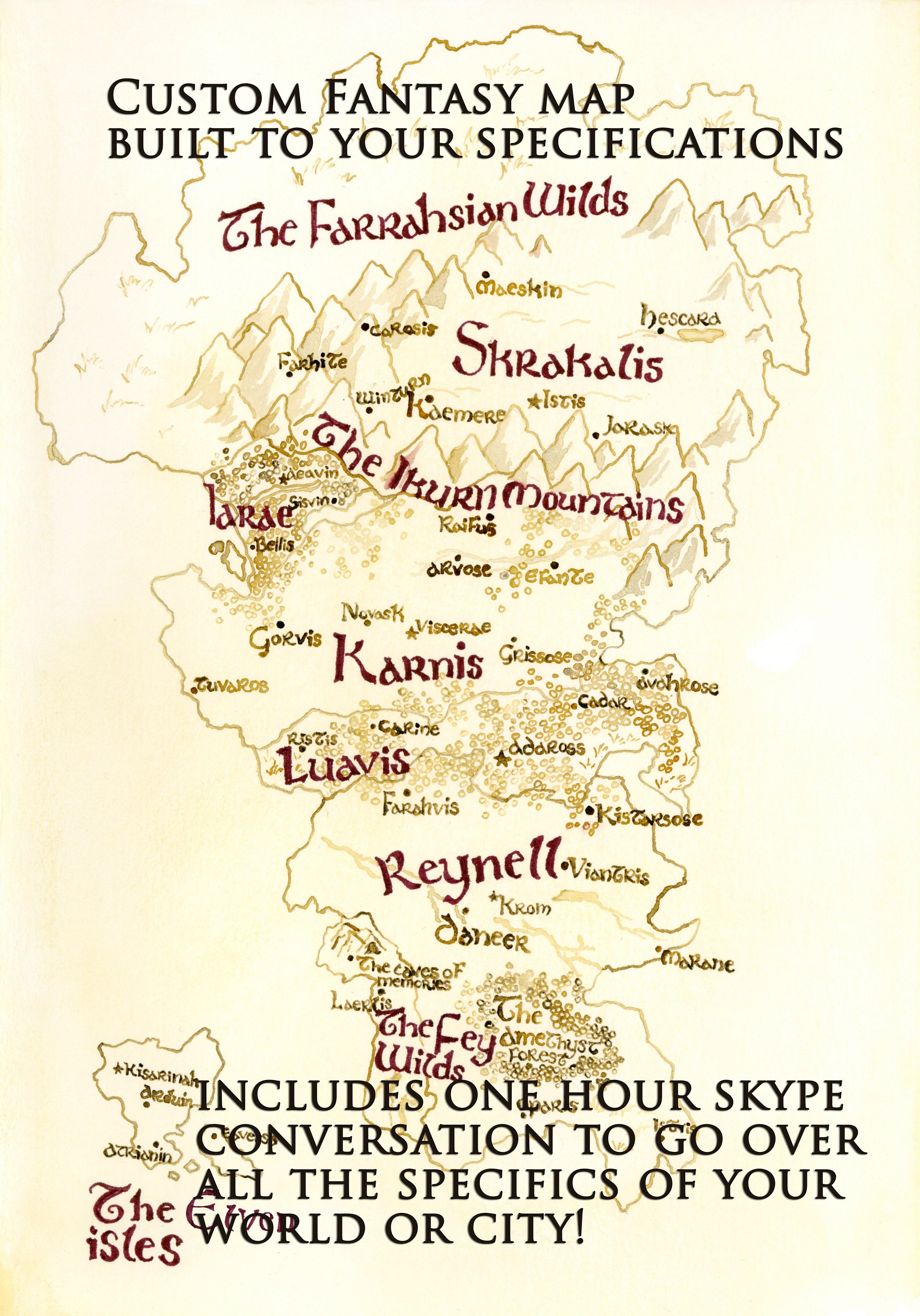 Custom Fantasy Map, Custom Illustrated Map, Dungeons and Dragons Map ...