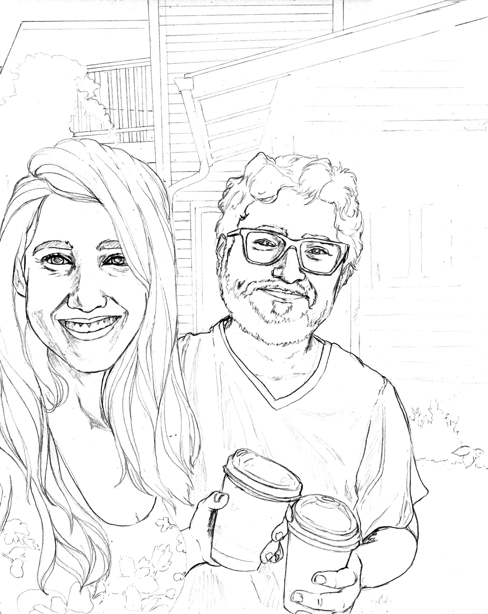 Custom Couples Portrait Drawing Engagement Gift Made to - Etsy
