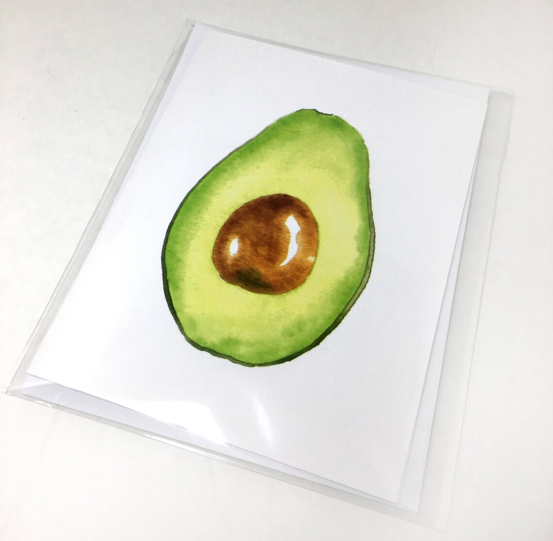 Avocado Note Cards Watercolor Avocado Stationery Blank Note | Etsy