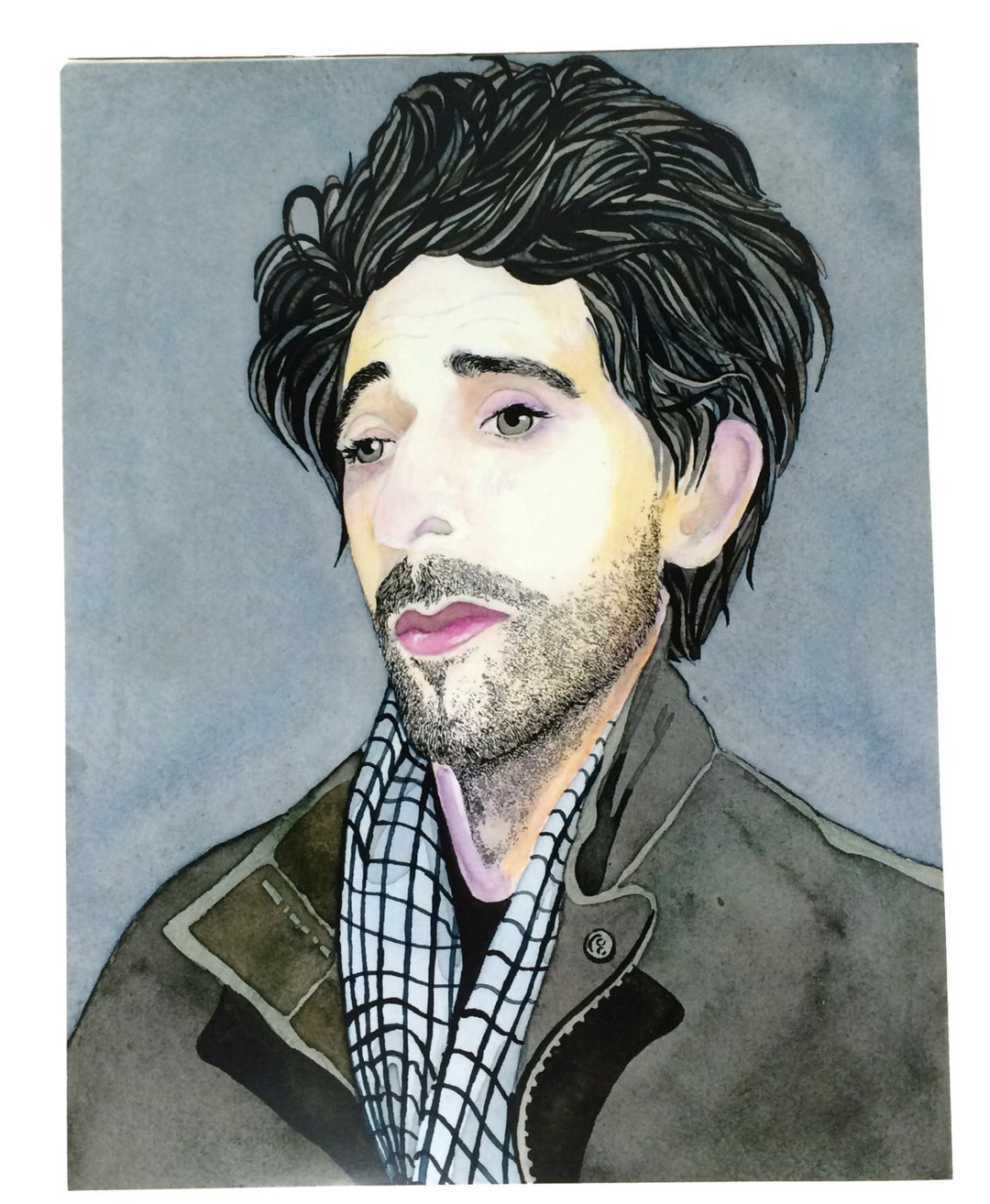 Adrien Brody Watercolor Portrait Art Print, Famous Actor Painting Wall ...