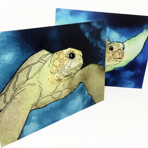 Sea Turtle Note Cards, Ocean Themed Stationery Present, Nautical Gift ...