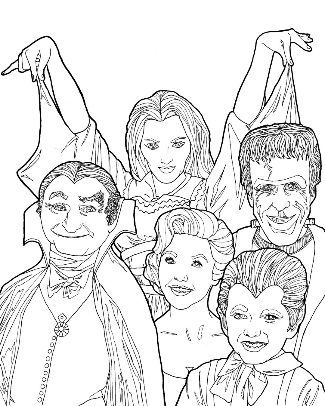 DIGITAL DOWNLOAD Munsters Coloring Book Page, Halloween Coloring Book ...
