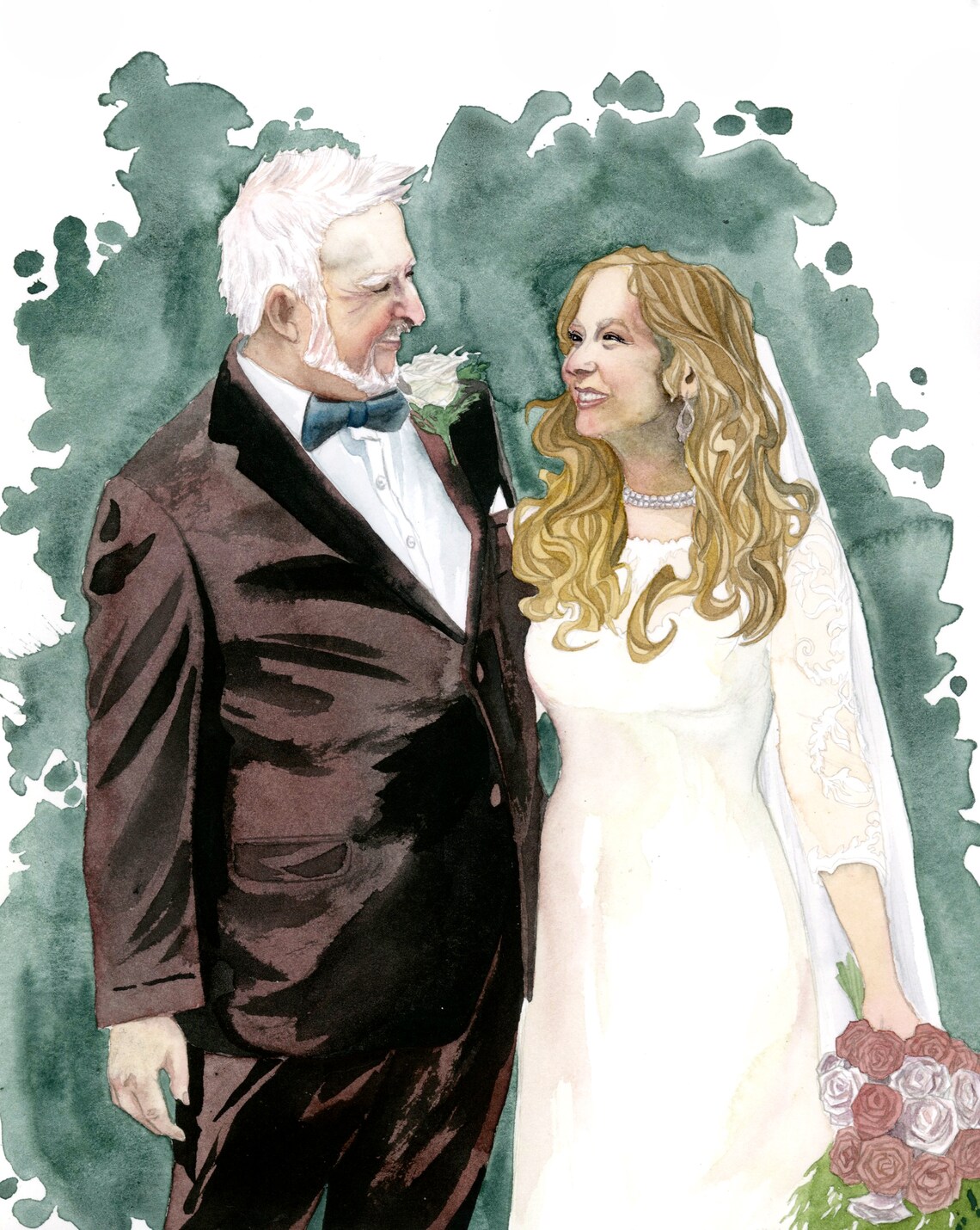 Two Person Portrait Parent and Child Portrait Couples | Etsy