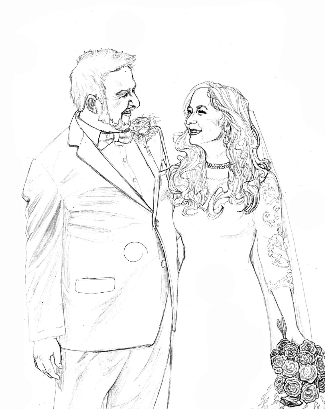 Custom Couples Portrait Drawing, Engagement Gift, Made to Order Bridal ...