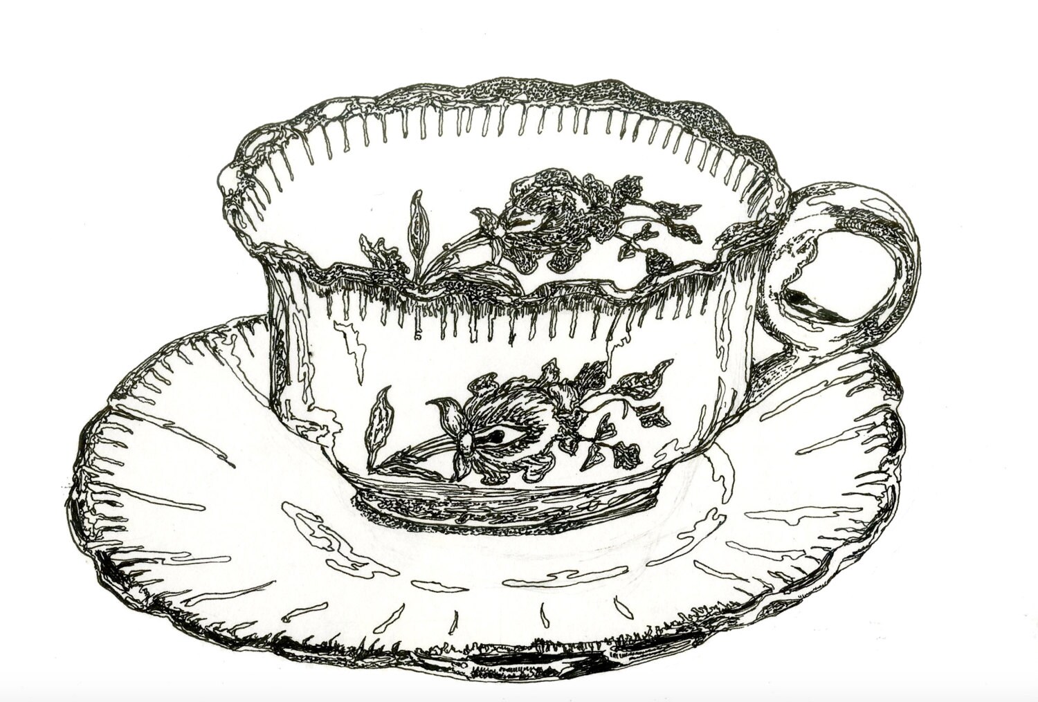 Antique Tea Cups Drawing