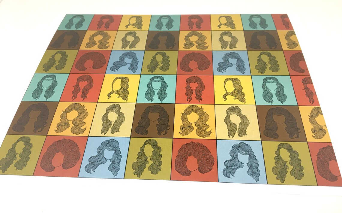 70s Hairstyles Tiled Art Checkered 1970s Retro Wall Art 70s - Etsy