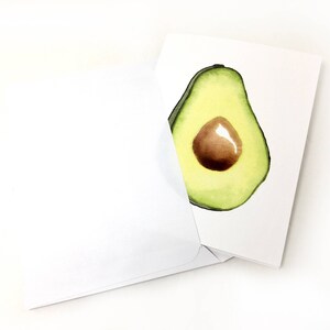 Avocado Note Cards, Watercolor Avocado Cards With Envelopes, Blank Note ...