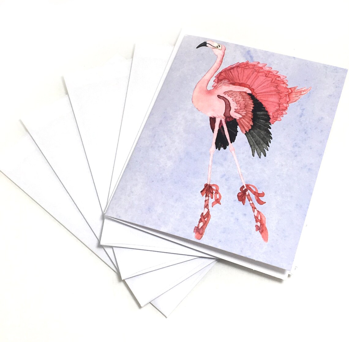 Ballerina Flamingo Note Cards Flamingo Watercolor Stationery | Etsy