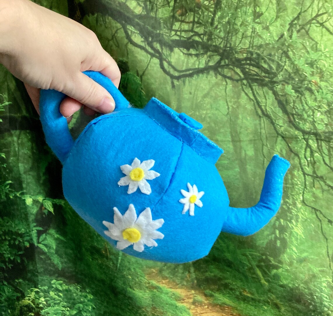 Toy Tea Set Soft Blue Felt Daisy Pattern, Tea Pot and 2 Tea Cups - Etsy