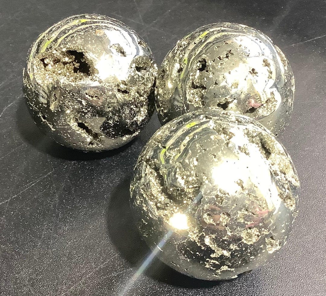 Iron Pyrite Sphere Druzy Crystal Ball Polished Gemstone Orb - Etsy