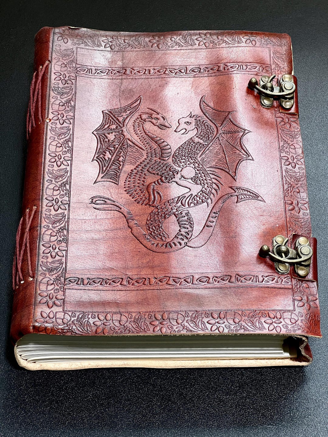 Large Red Dragon Embossed Leather Bound 300 Page Sketchbook Notebook ...
