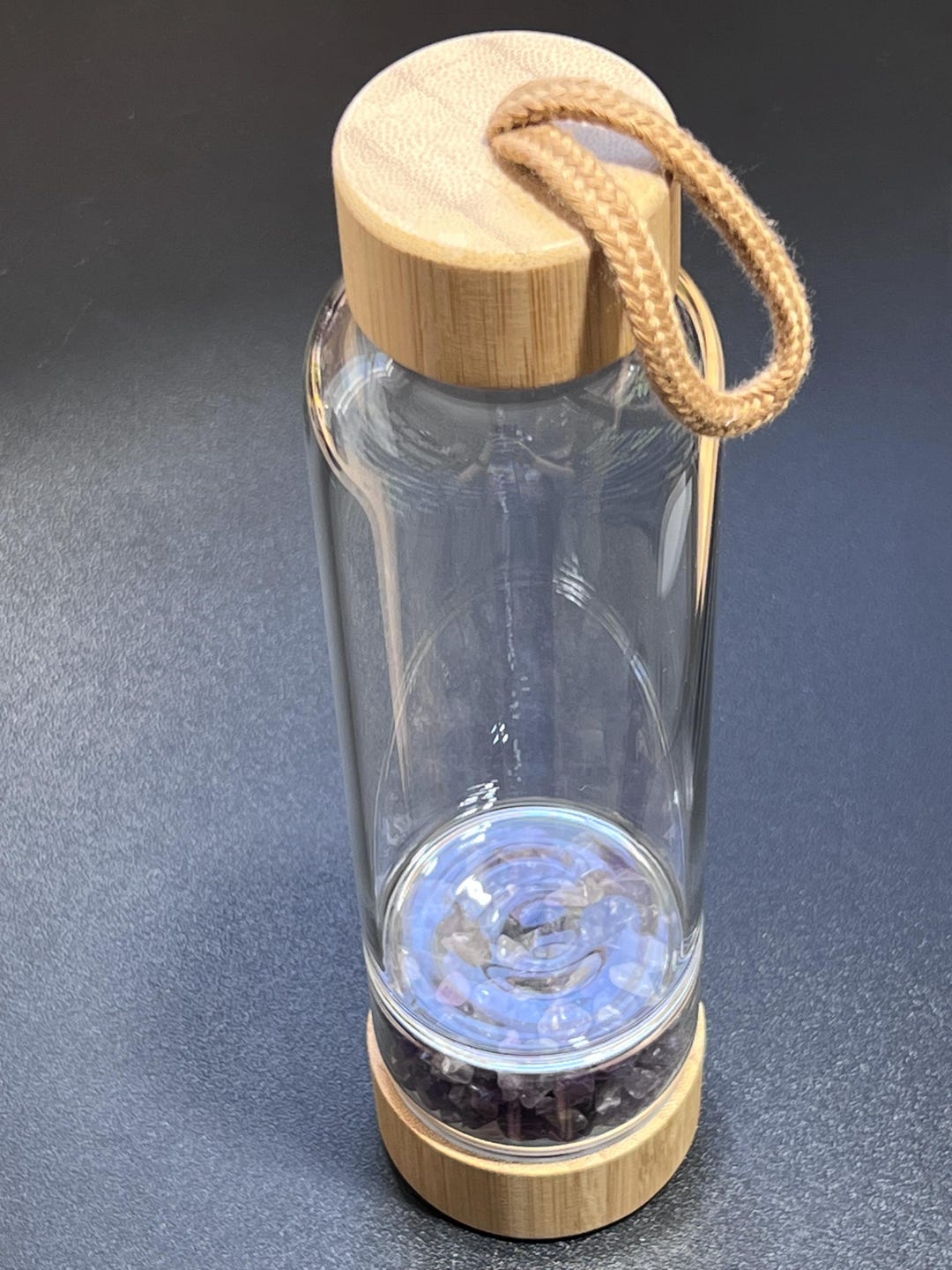 Crystal Infused Glass Water Bottle (interchangeable Base) Gemstone ...