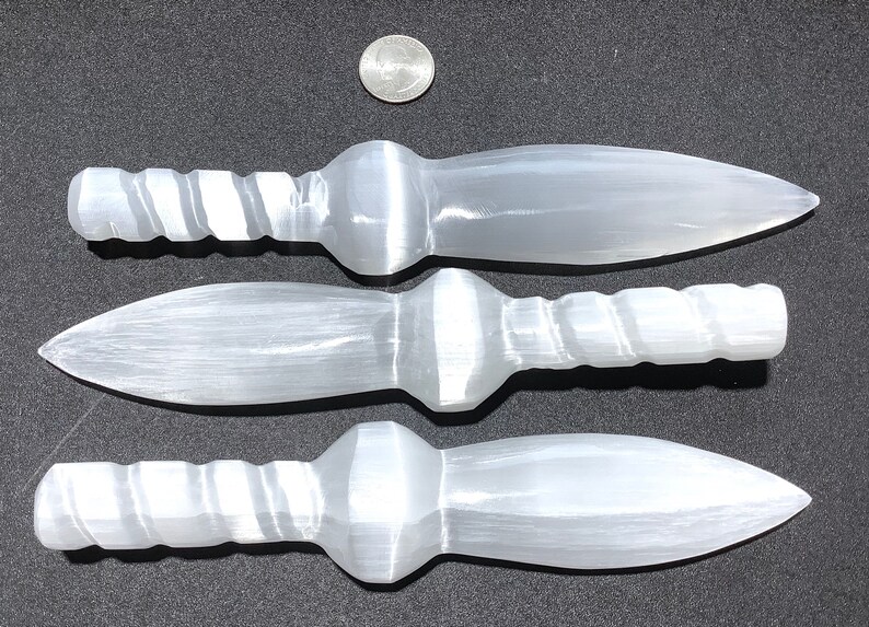 Selenite Sword Swirl Handle White Crystal Dagger Polished - Etsy