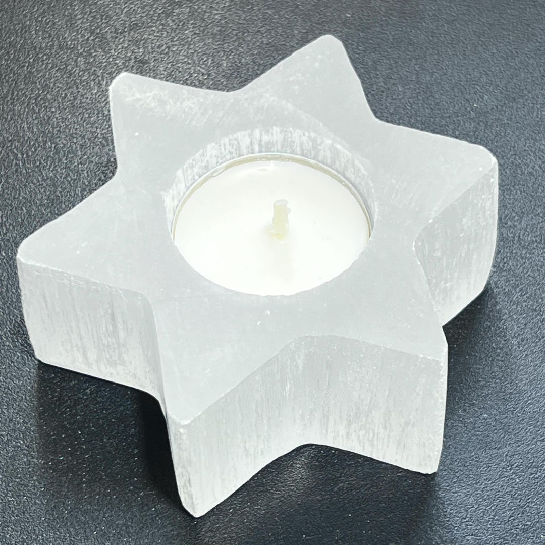 Selenite Satin Spar Crystal Star Tealight Candle Carving Wholesale ...