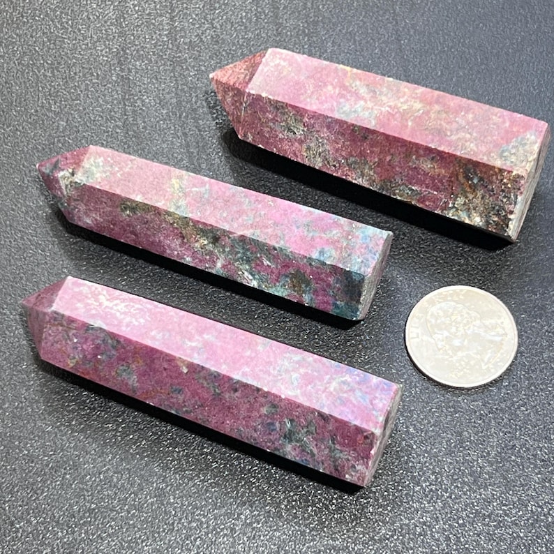 Red Ruby & Fuchsite Crystal Standing Tower Obelisk Point (UV Reactive ...