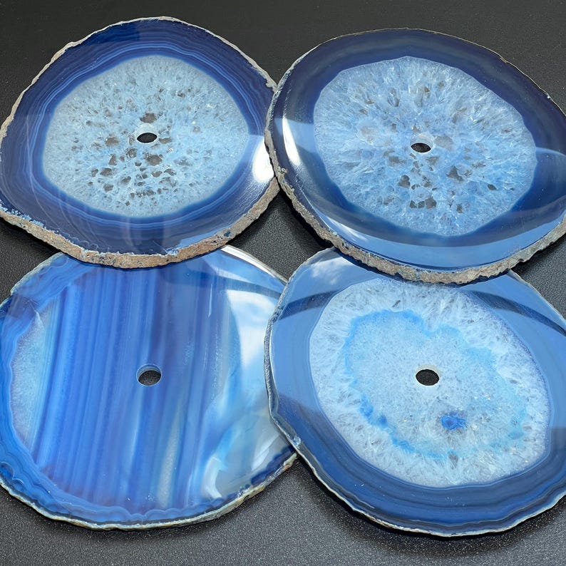 Blue Agate Slice Clock Faces, Center Drilled for Craft Projects ...