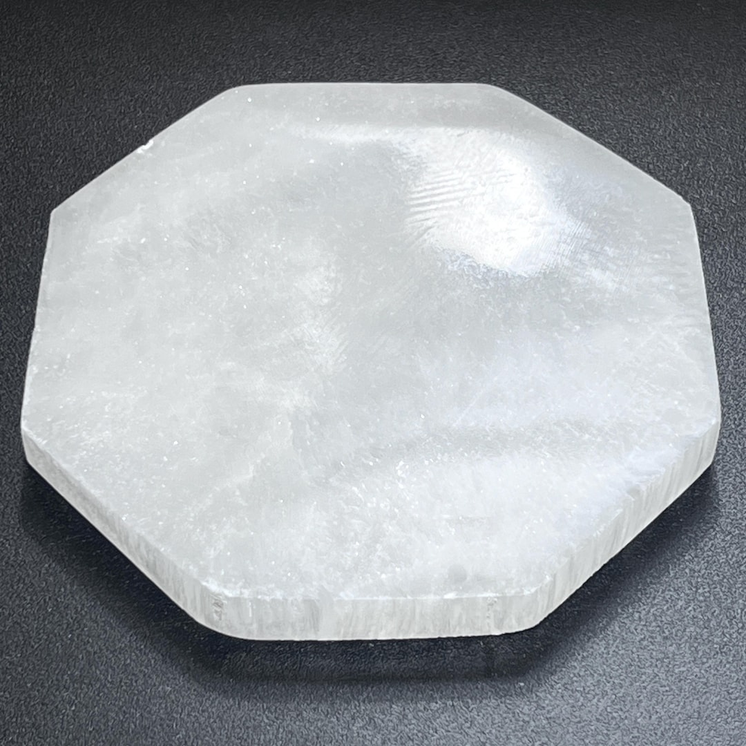 Large Selenite Crystal Octagon Plate (5 Inches) Gemstone Decor Carving ...
