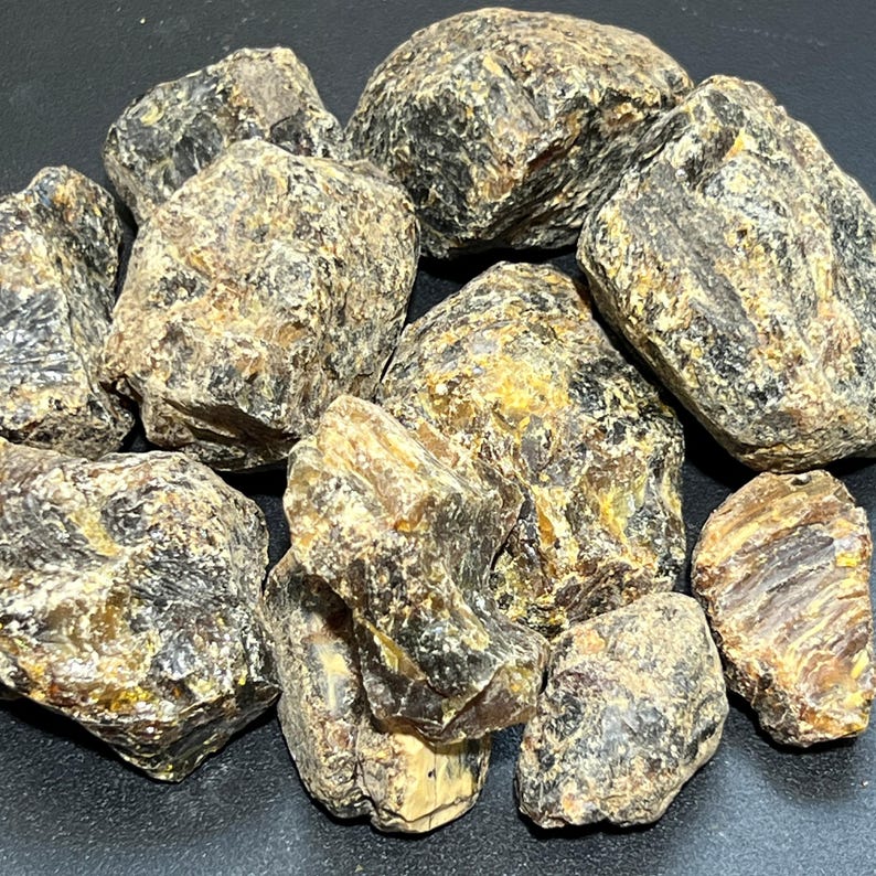 Black Amber Fossilized Tree Resin Mixed Sizes Rough Raw Stones (by the ...
