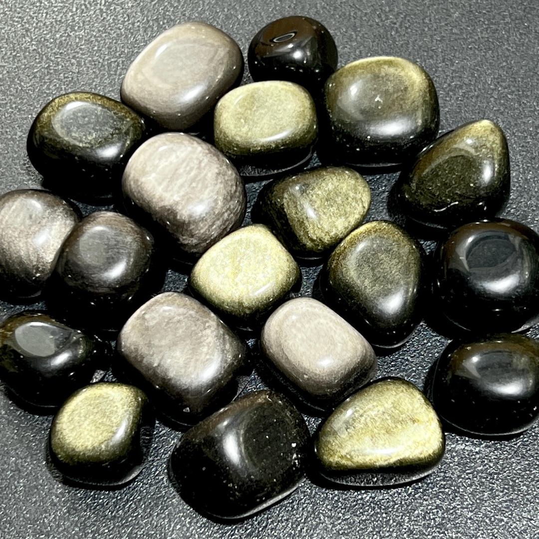 Mixed Gold and Silver Sheen Obsidian Tumbled Stones (by the Piece or ...