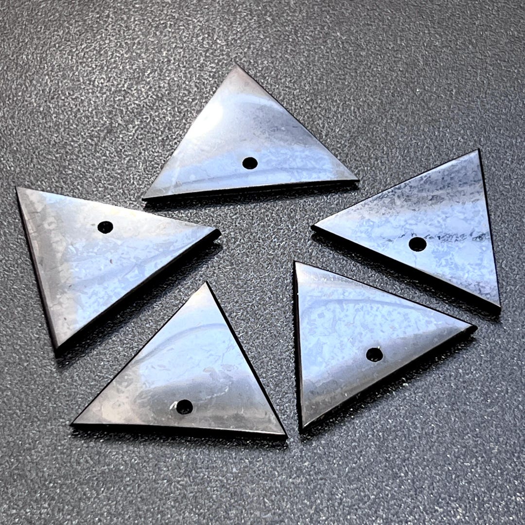 Black Shungite Triangle Drilled Beads Pendant Gemstone Jewelry Necklace ...
