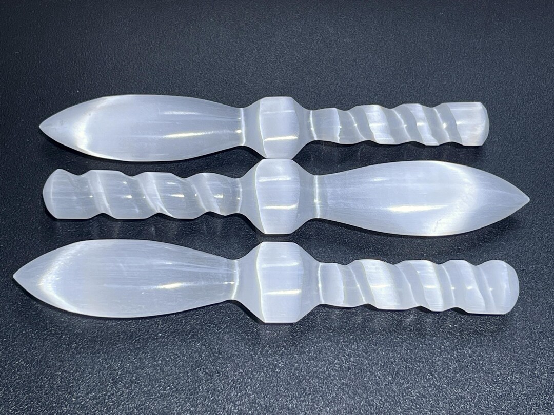 Selenite Crystal Sword Dagger Wand 7-8 Inches Spiral Gemstone Home ...
