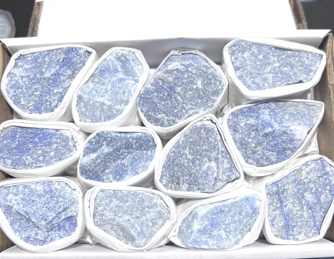 Blue Quartz Rough Raw Crystal Stones Assorted Box Flat Wholesale ...