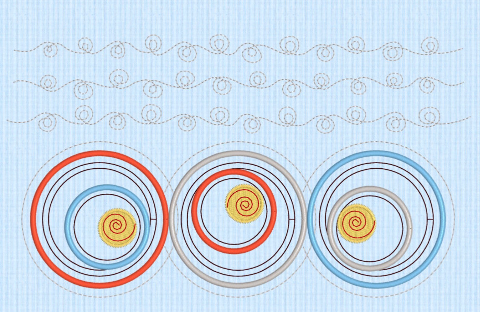 Circles and Swirls Machine Embroidery Applique Design for Handbags - Etsy