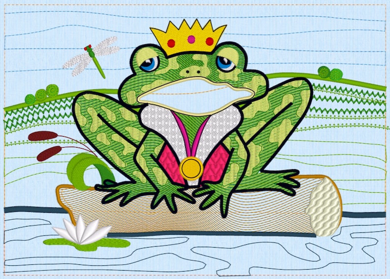 Prince Charming Frog Machine Embroidery Applique Design for Handbag - Etsy