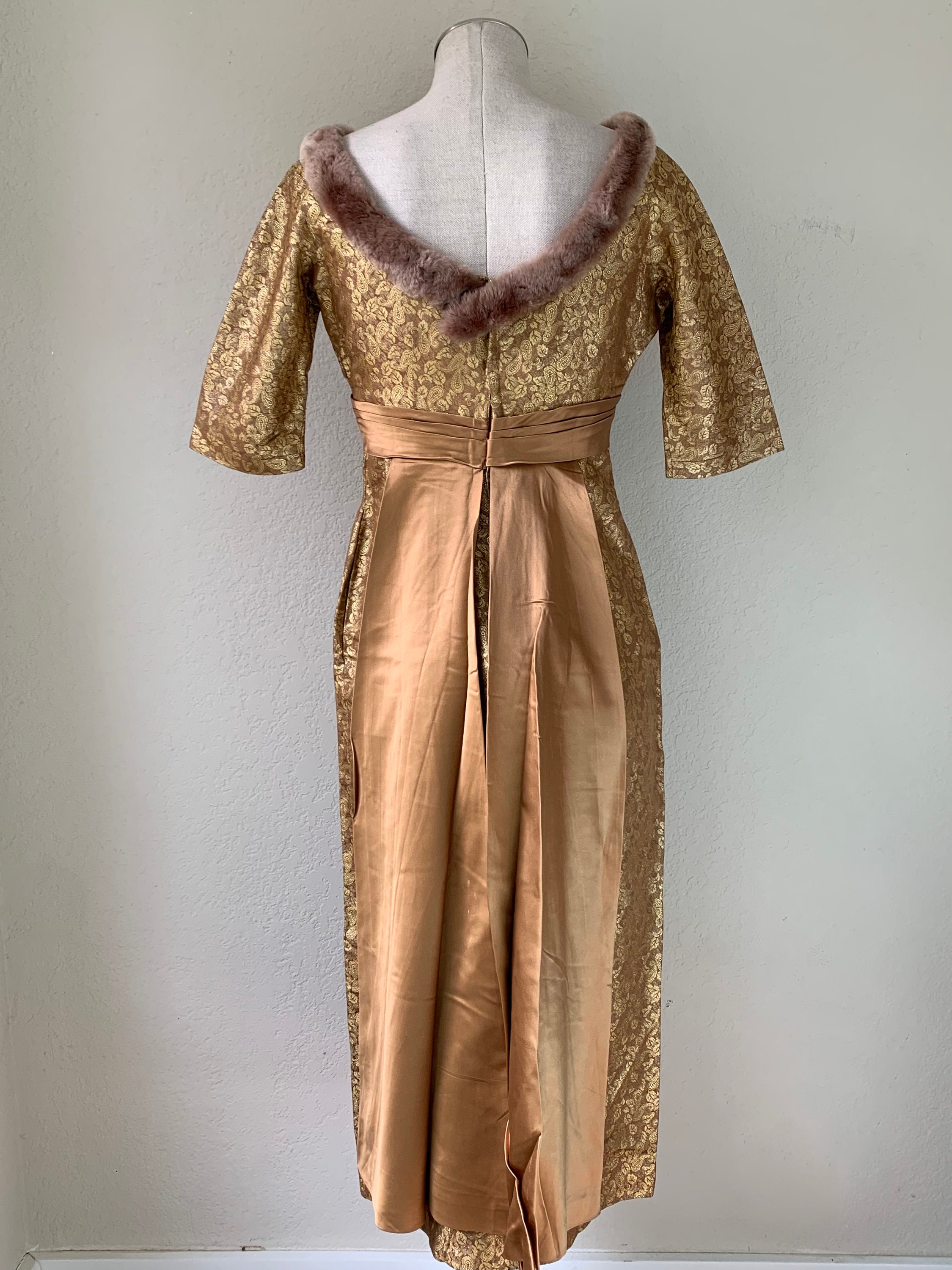 Vintage 1950s Malcolm Charles by Lawrence Gaines Gold Brocade Cocktail ...