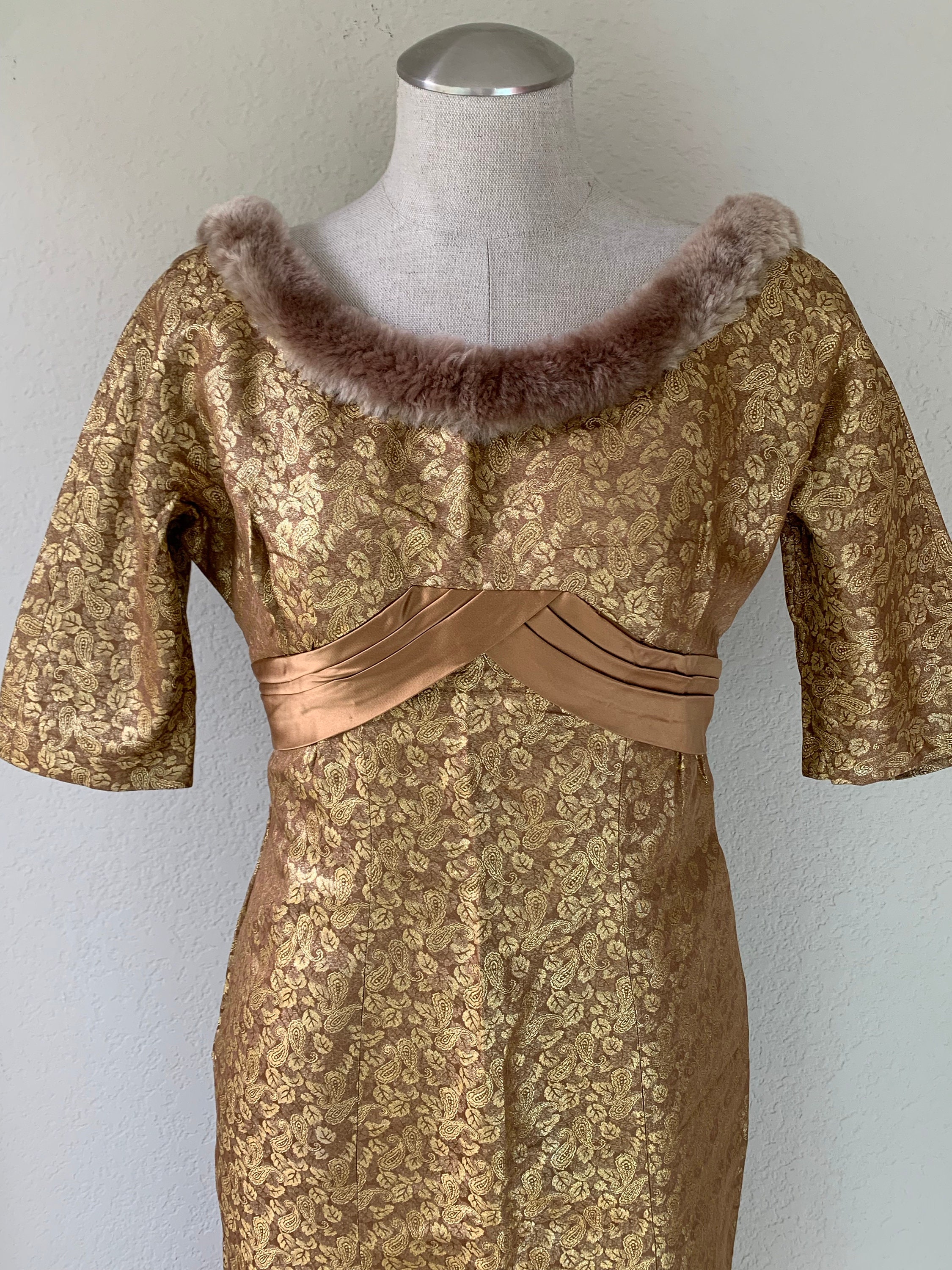 Vintage 1950s Malcolm Charles by Lawrence Gaines Gold Brocade Cocktail ...