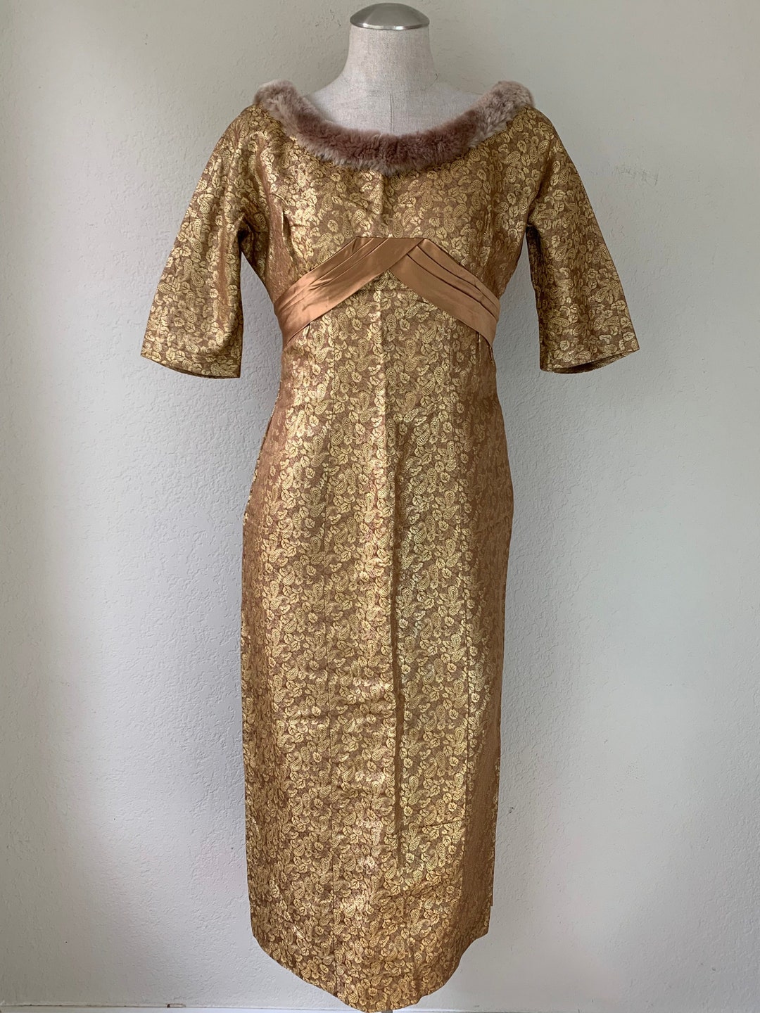Vintage 1950s Malcolm Charles by Lawrence Gaines Gold Brocade Cocktail ...