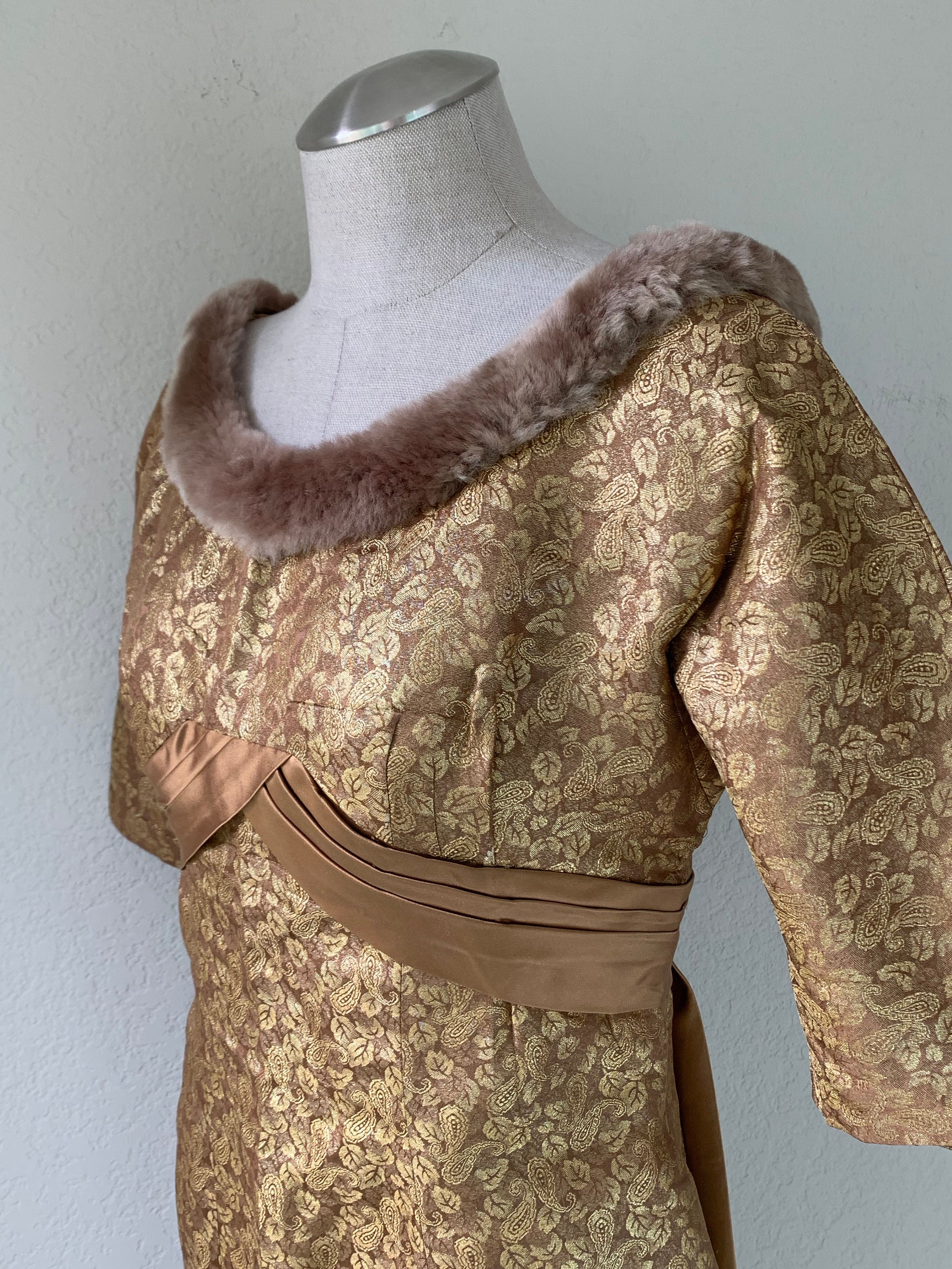 Vintage 1950s Malcolm Charles by Lawrence Gaines Gold Brocade Cocktail ...