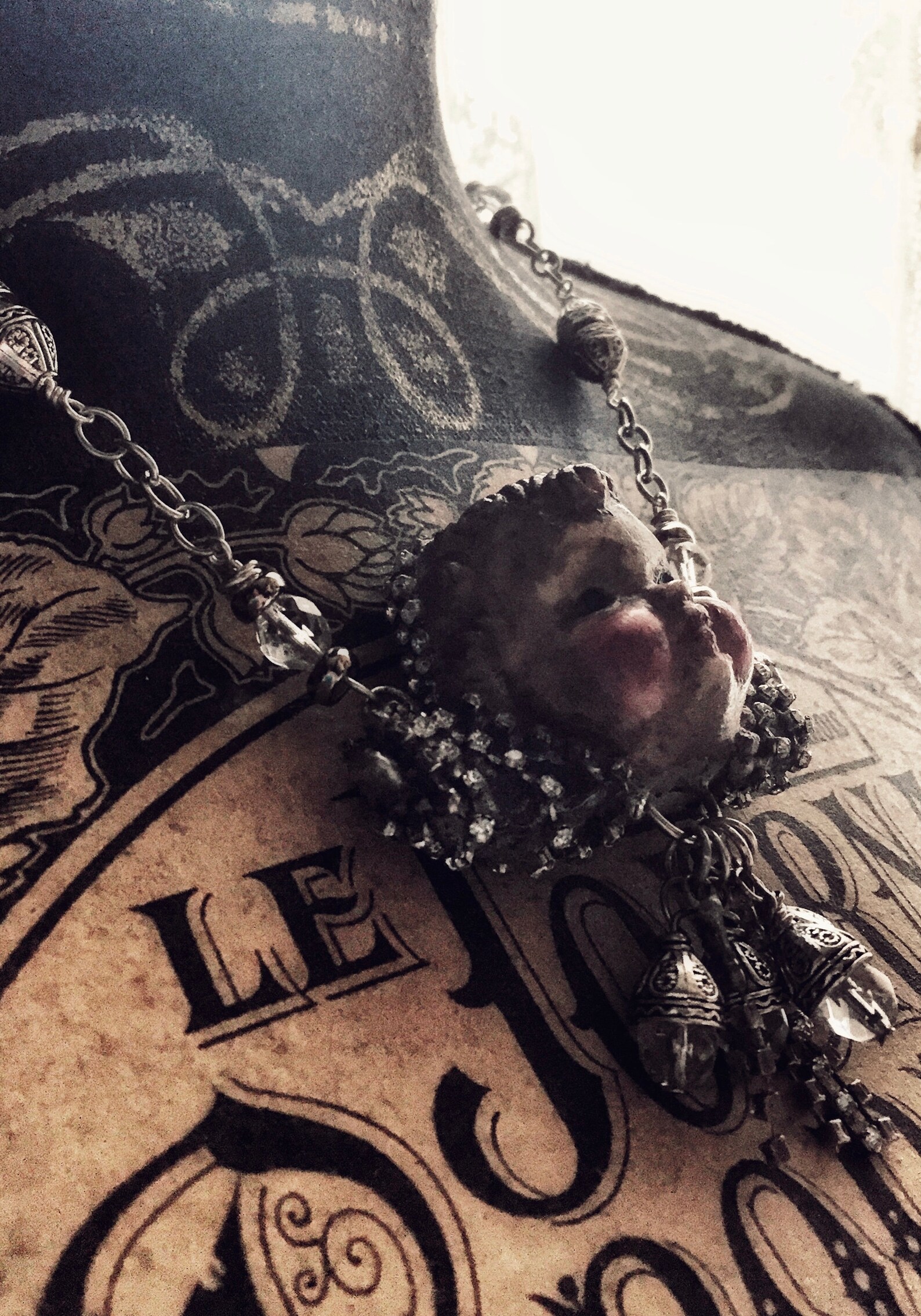Hand Painted Cherub Baroque Necklace - Etsy