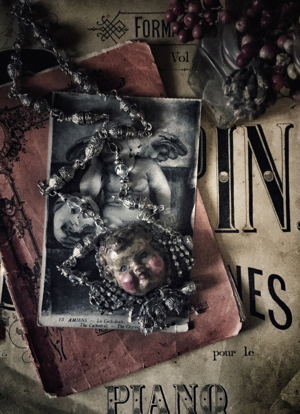 Hand Painted Cherub Baroque Necklace - Etsy