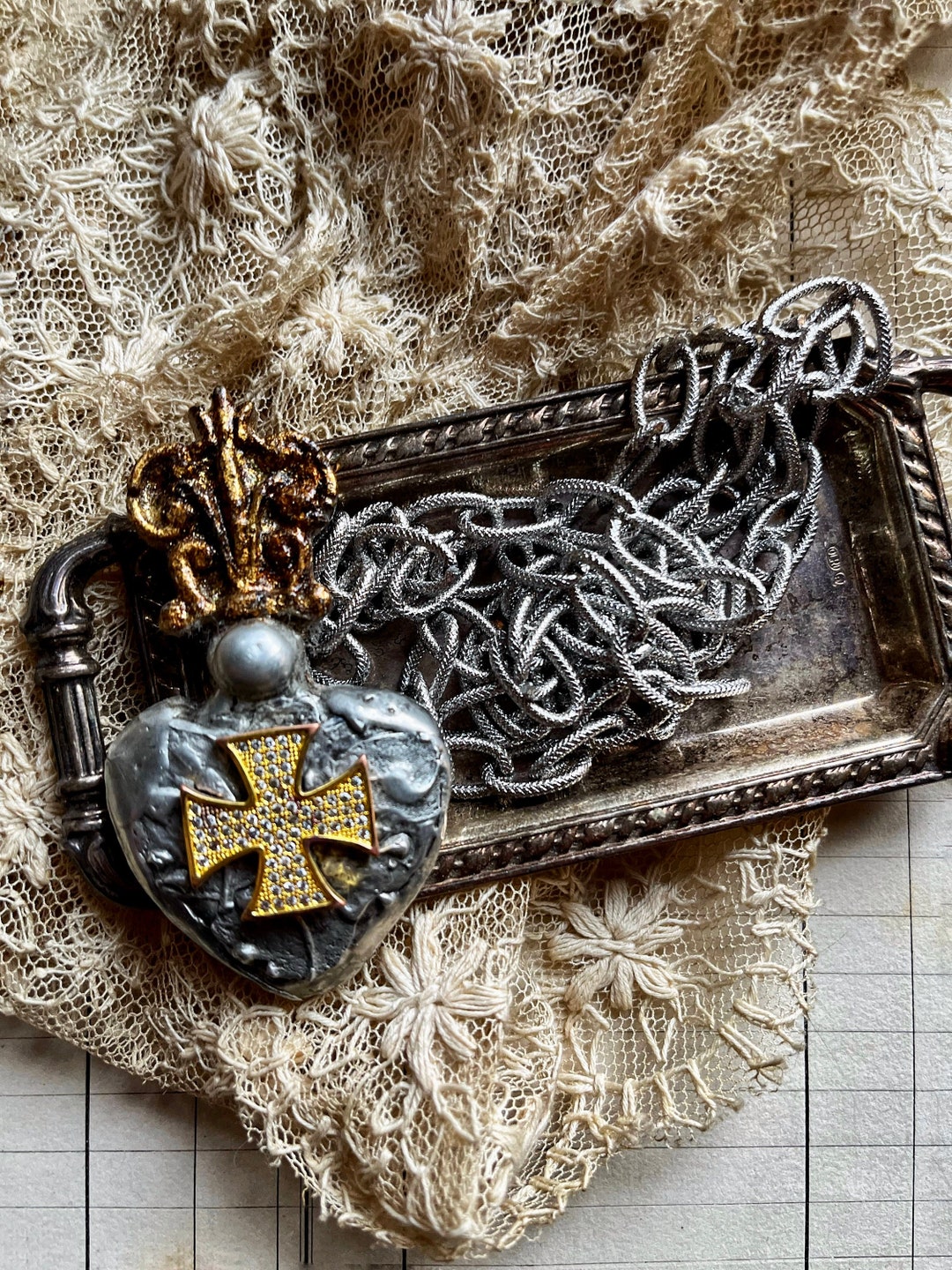 Collana Italiana Amalfitana , Collana Cuore E Croce Dei Cavalieri Di ...