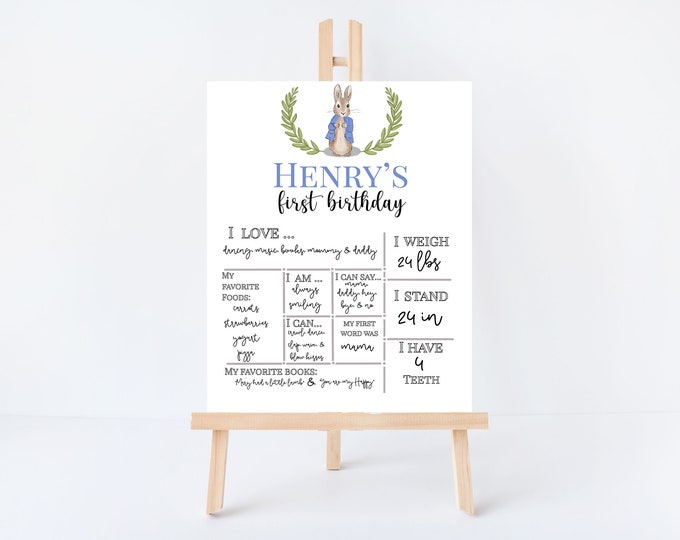 Peter Rabbit First Birthday Sign Birthday Milestones Sign Peter Rabbit ...